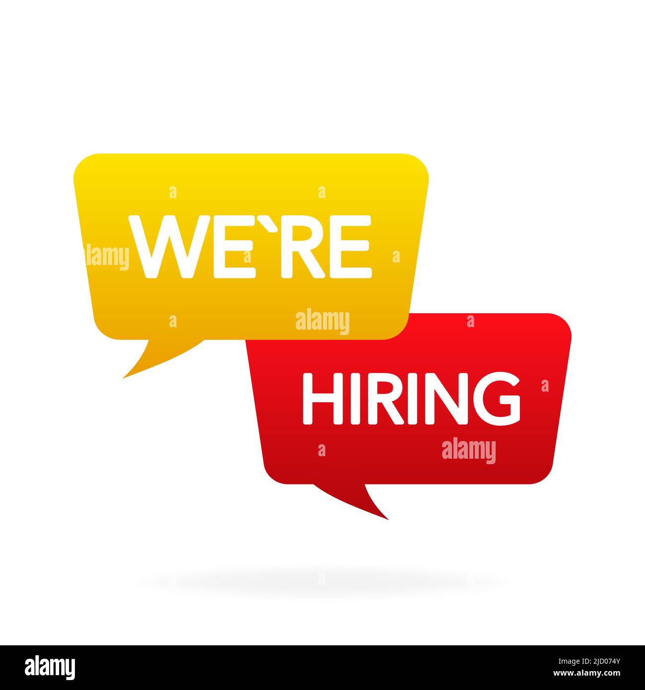 Were hiring bubble message banner on white background. Yellow and red ...