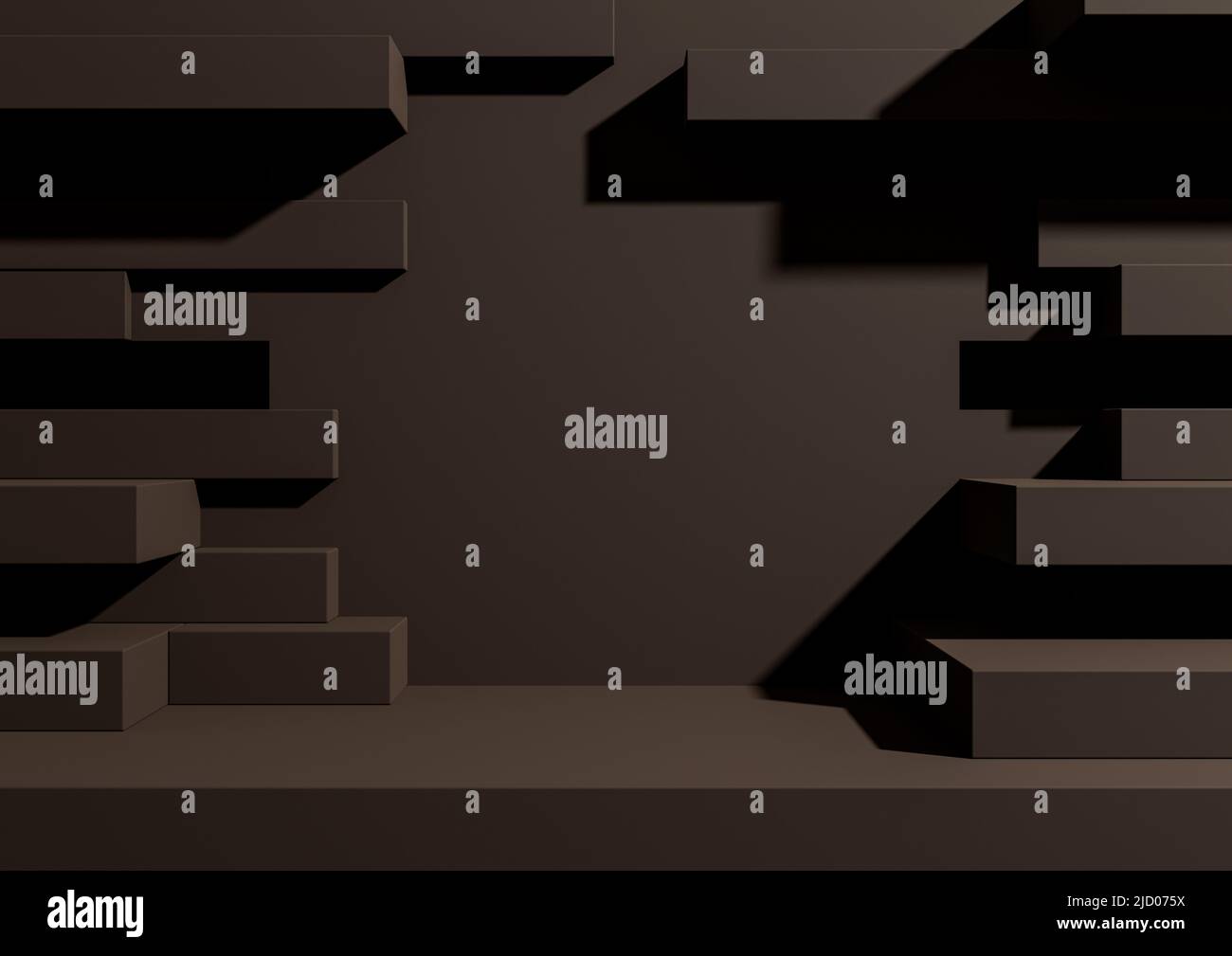 Dark brown 3D rendering product display podium or stand with abstract ...