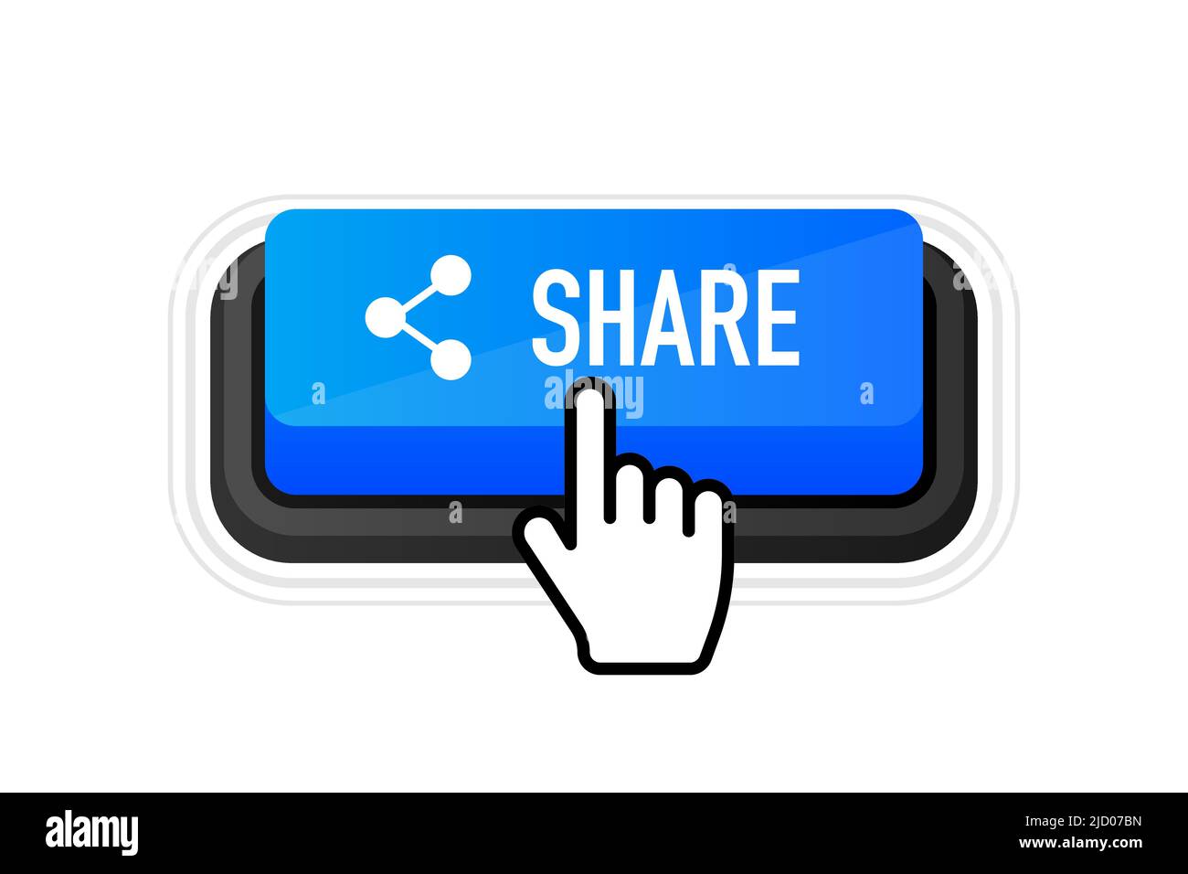 Share 3D blue button on white background. Vecto illustration Stock ...