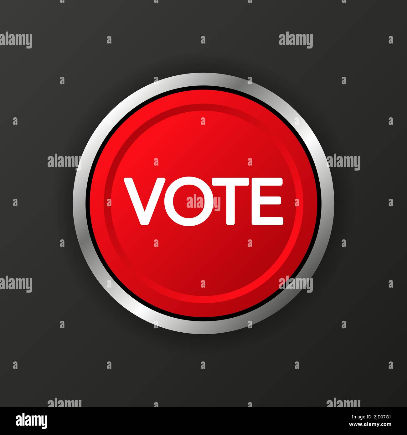 Vote 3D realistic red button on black background. Vector illustration ...