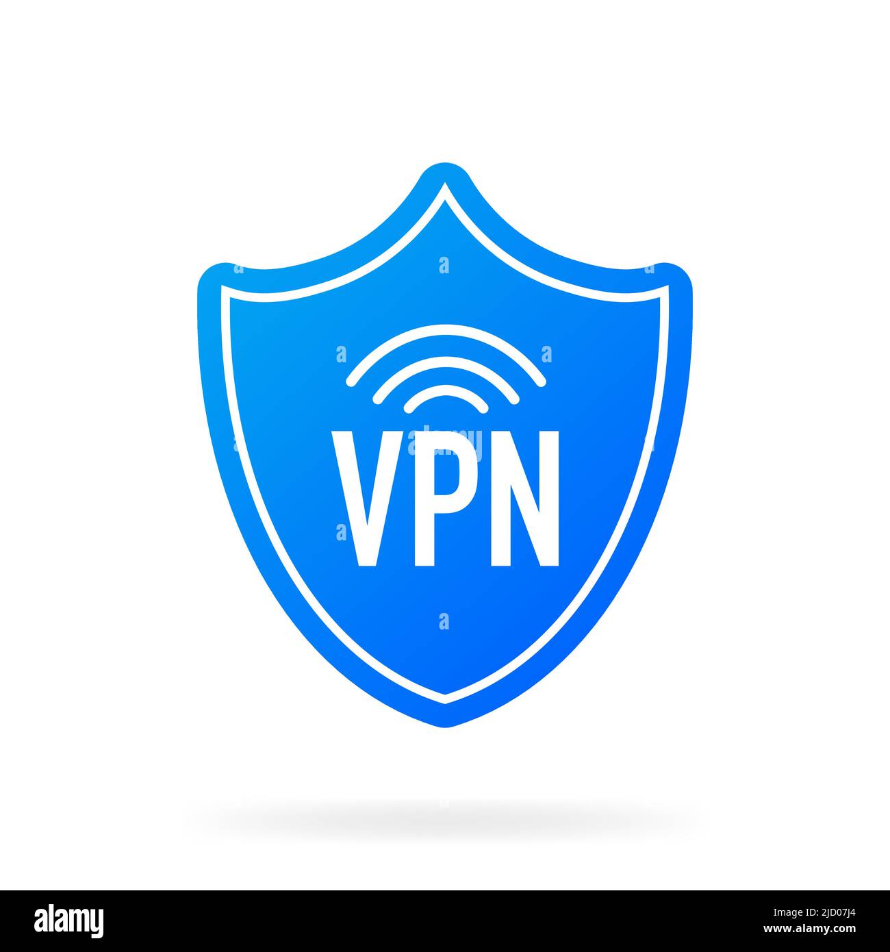 VPN flat blue secure badge on white background. Vector illustration ...