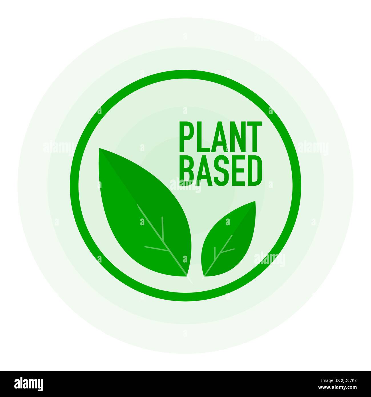 Plant based green stamp in flat style on white background. Vector ...