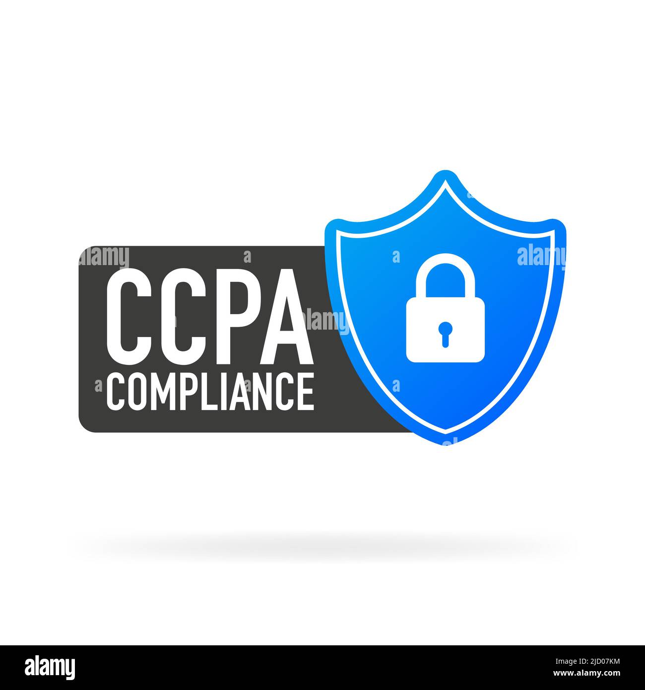 CCPA compliance flat blue secure label on white background. Vector ...