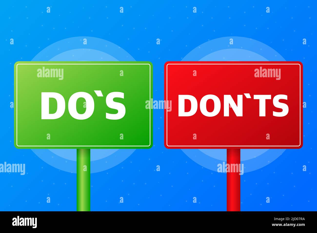 Dos or Donts realistic red and green table on blue background. Vector ...