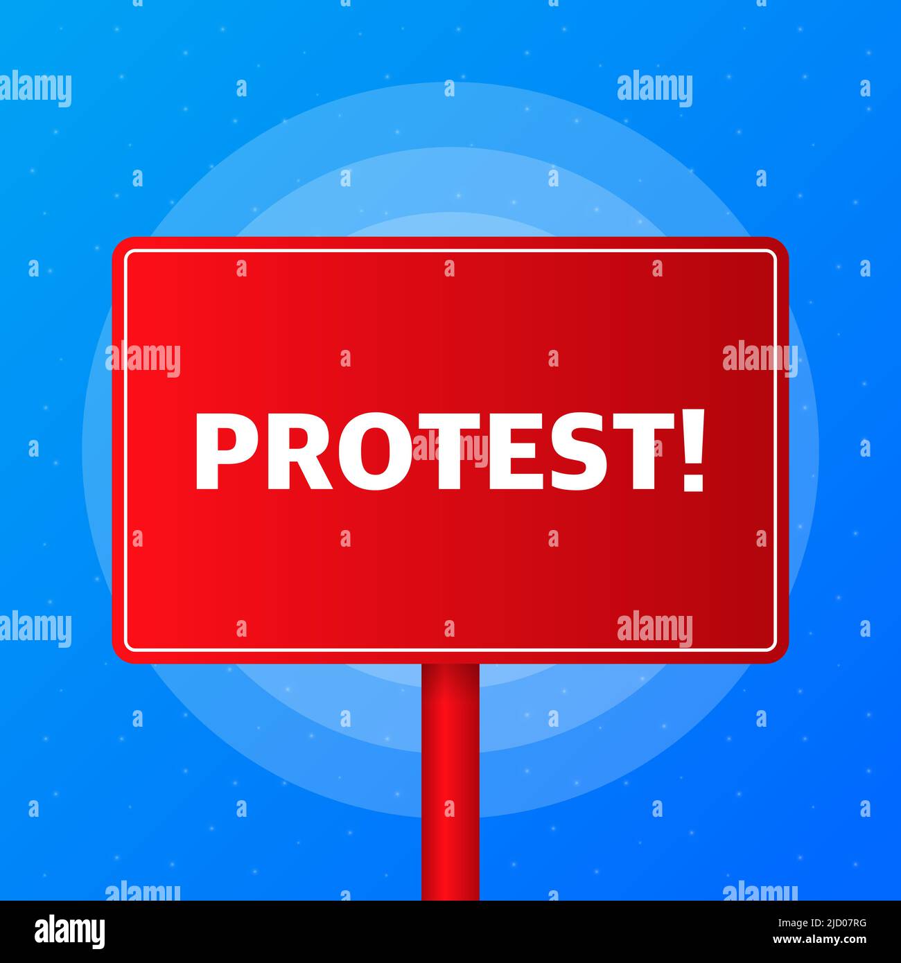 Protest realistic red table on blue background. Vector illustration ...