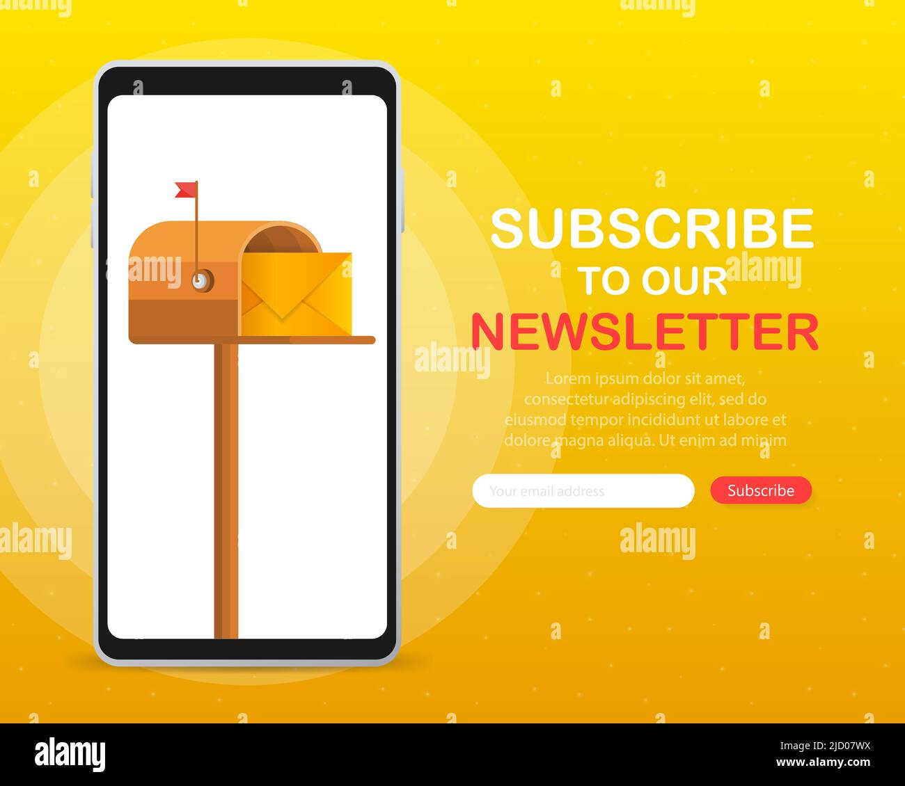 Mailbox with a letter inside in a flat style on screen device on a ...