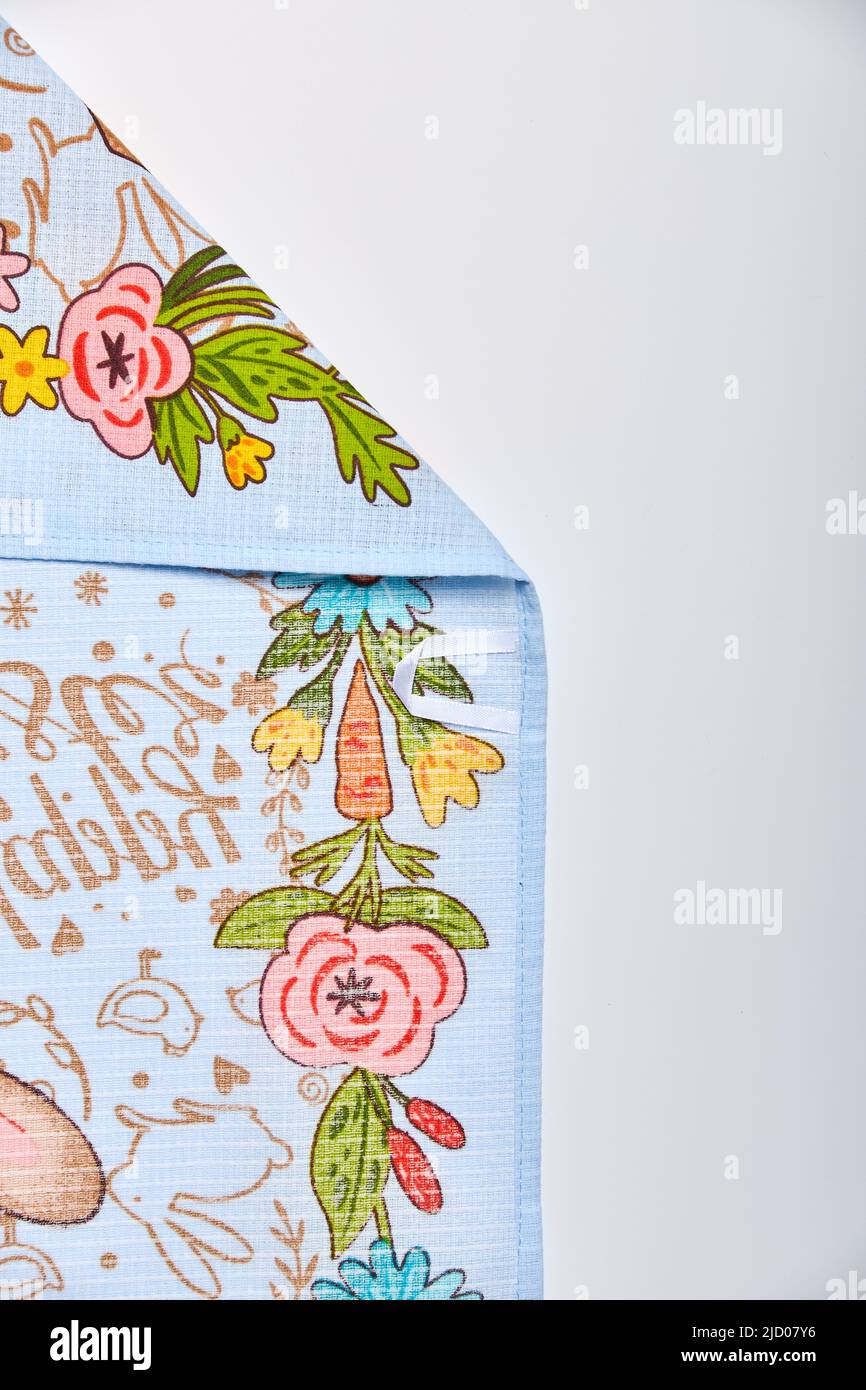 Beautiful waffle towel with the Easter symbols Stock Photo - Alamy