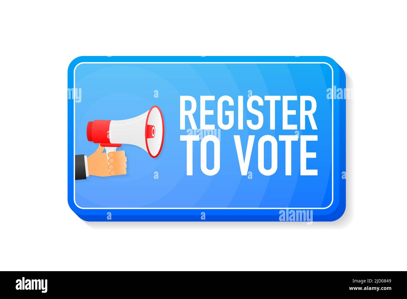 Register To Vote megaphone blue banner in 3D style on white background ...