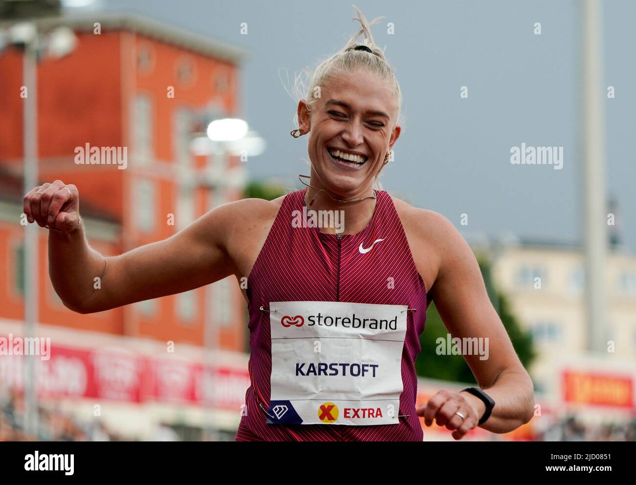 Oslo 20220616.Ida Karstoft from Denmark competes in the 200m women ...