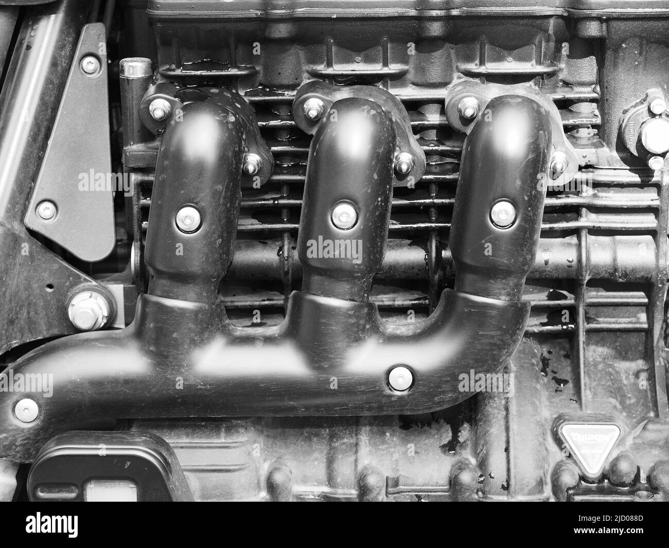 Detail in black and white of a motorcycle engine block Stock Photo - Alamy