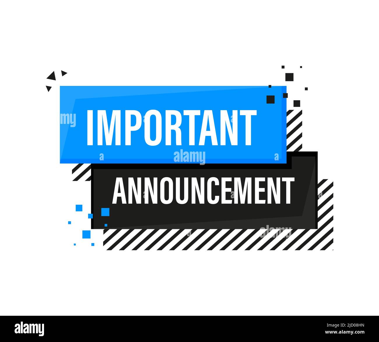 Important announcement megaphone blue banner in 3D style on white ...