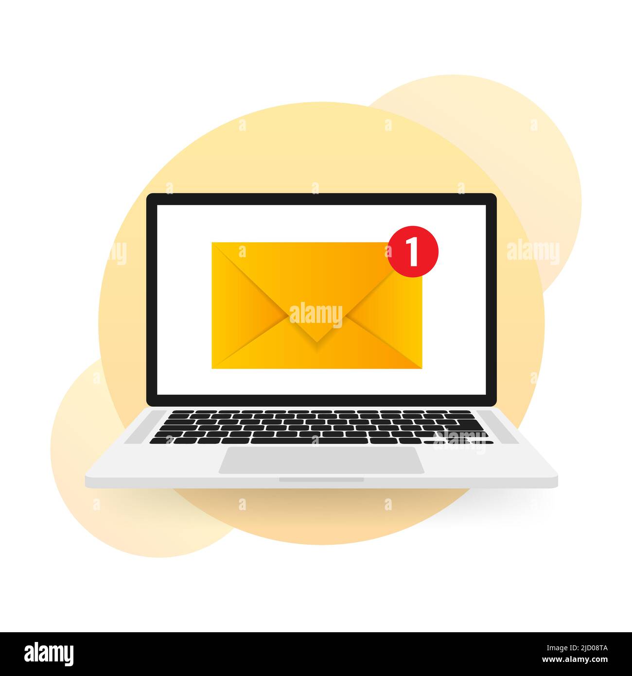 New message icon on screen of laptop. Smartphone, mobile, laptop. New ...