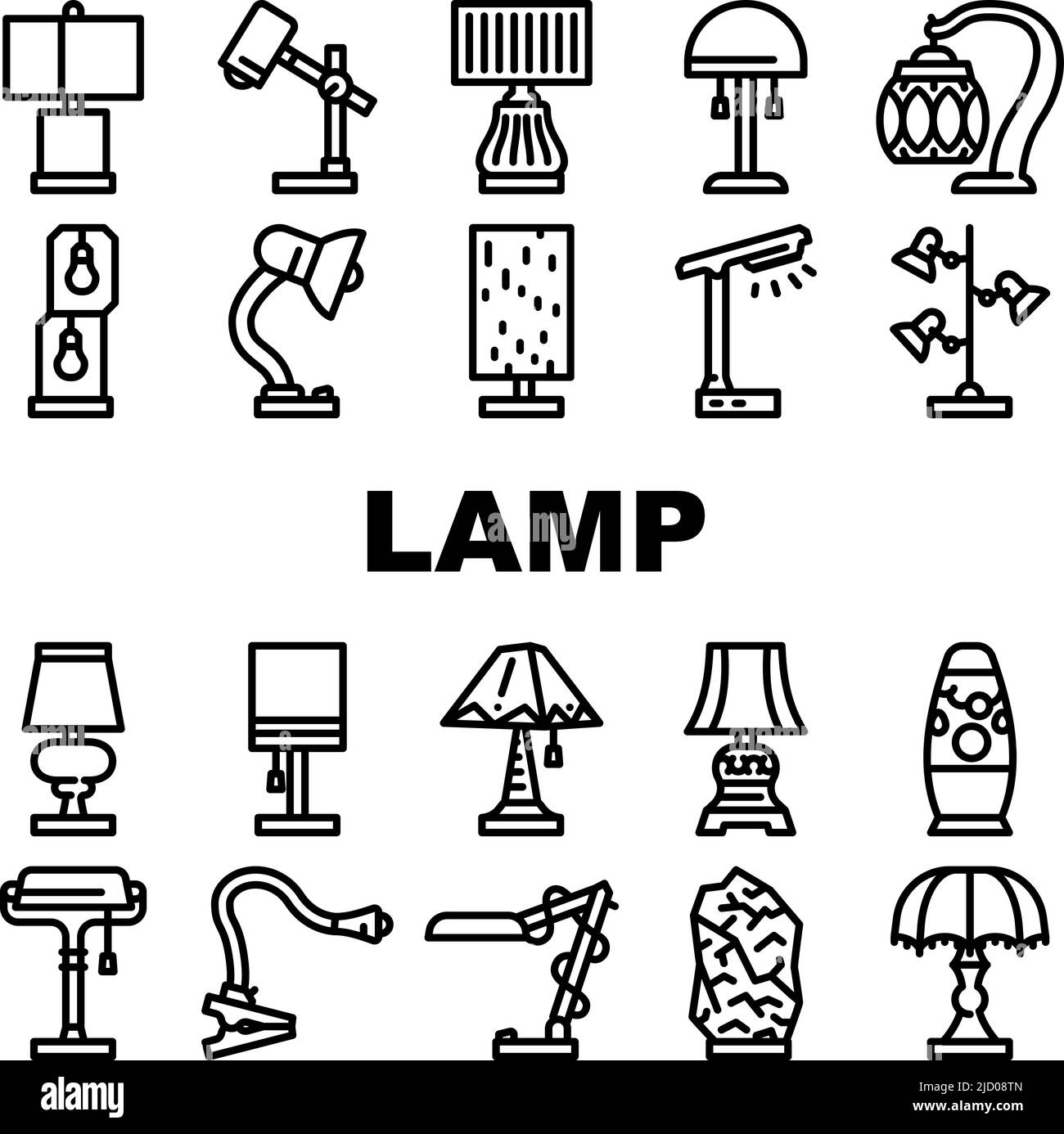 Lamp Equipment For Illuminate Icons Set Vector Stock Vector Image & Art ...