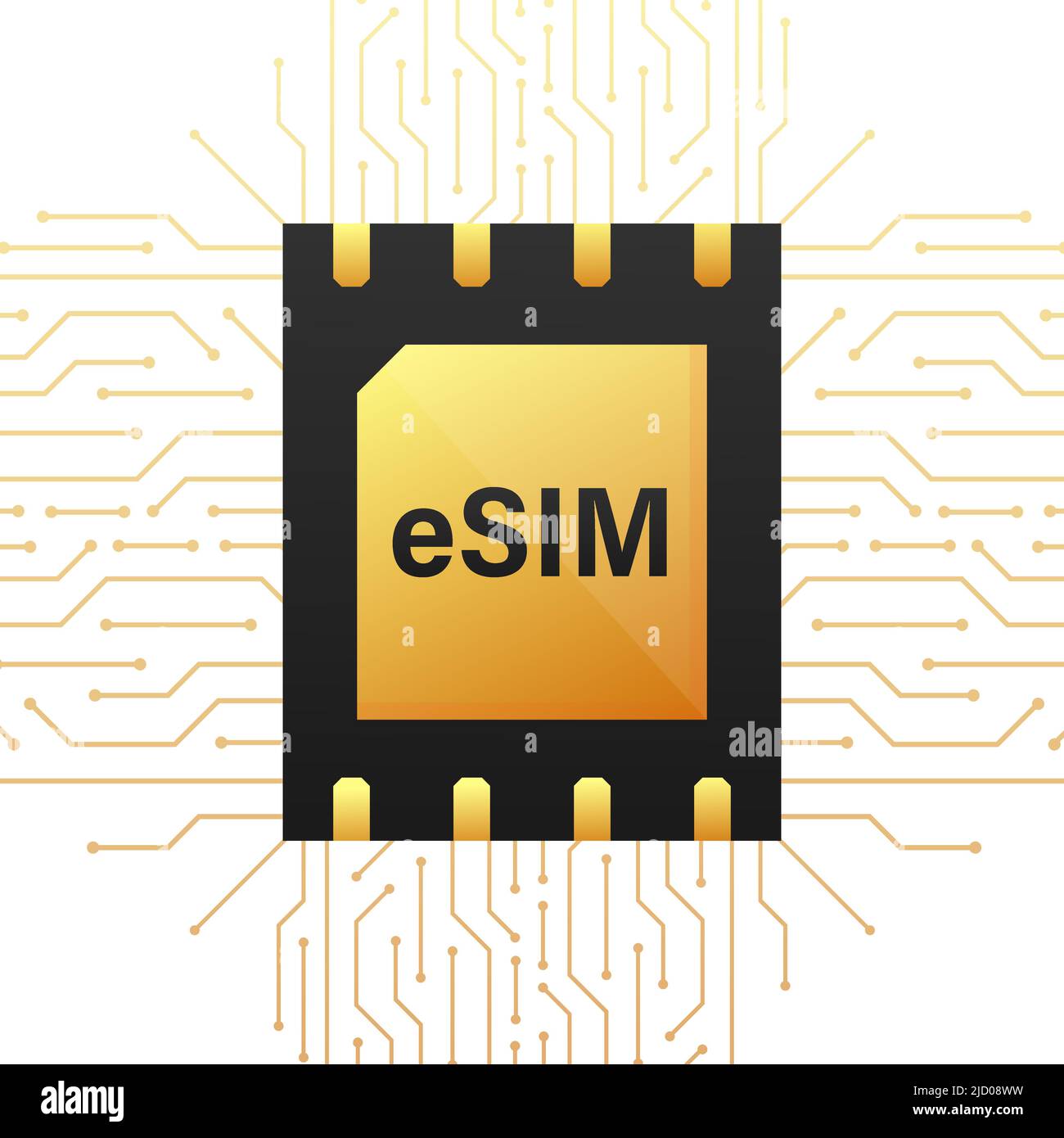 Digital e sim chip motherboard digital chip. Modern icon. White ...