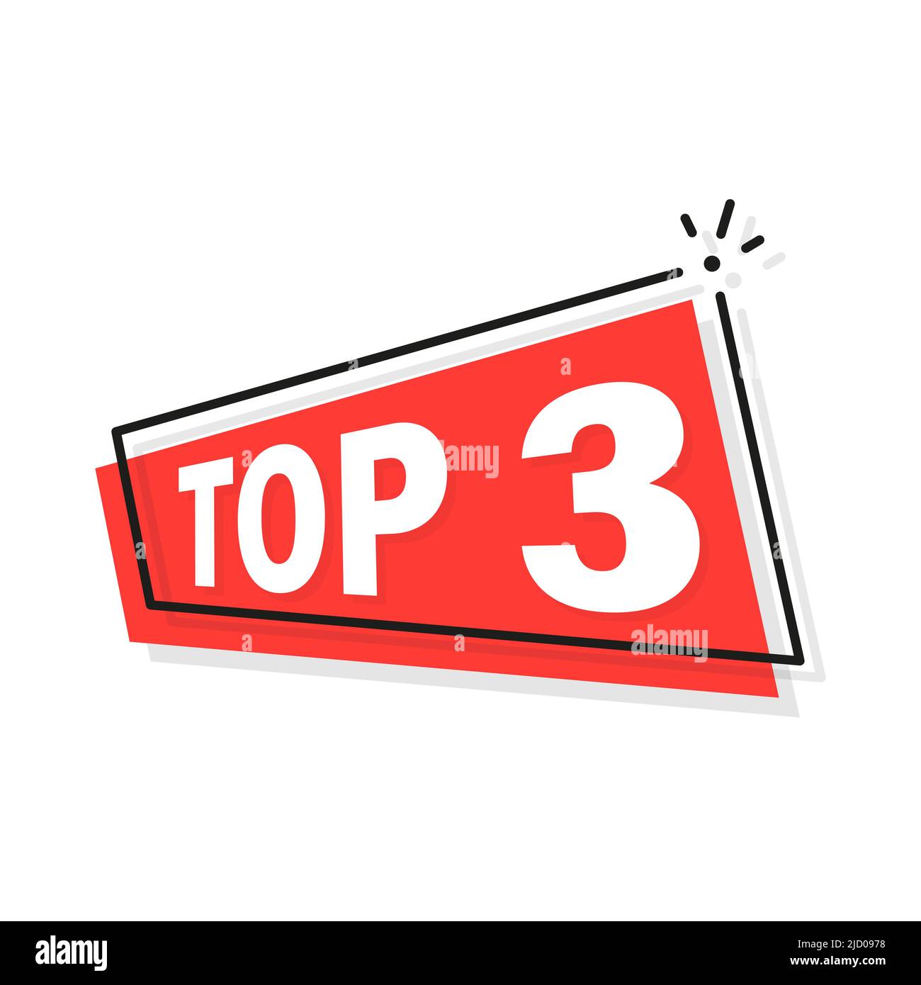 Top 3. Red button. Flat vector illustration on white background Stock ...