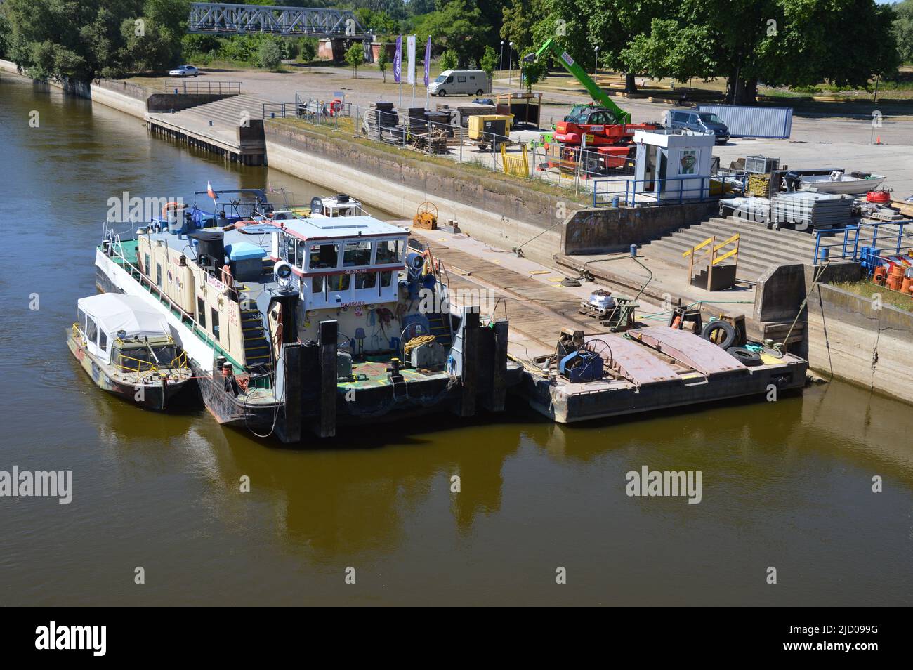 Kostrzyn upon Oder, Poland - June 10, 2022 - Workboat in the river Warta. (Photo by Markku ...