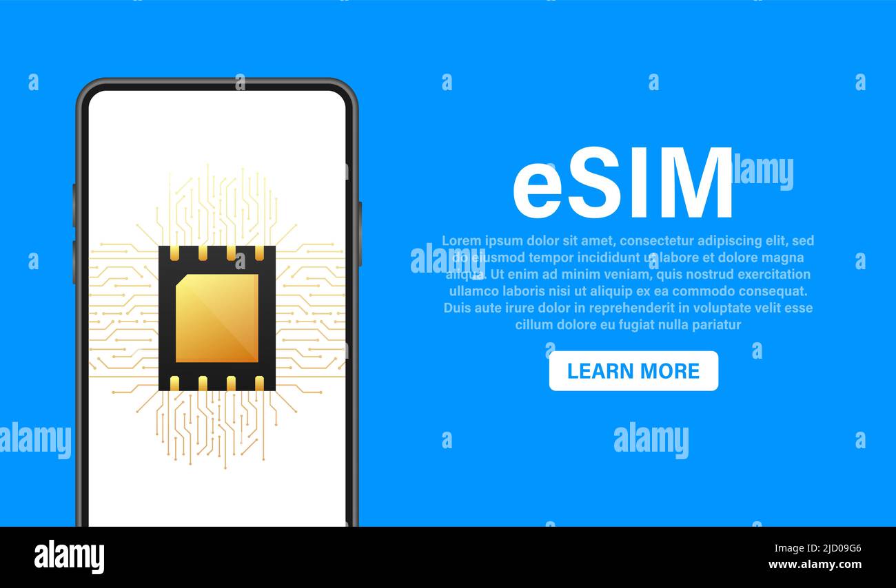 Digital e sim chip motherboard digital chip. Modern icon. White ...