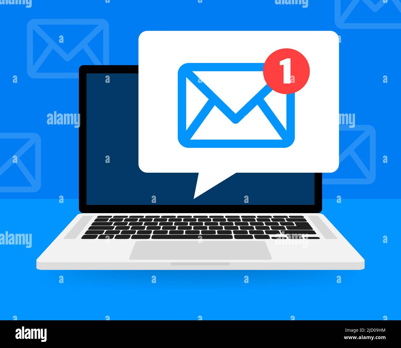 New message icon on screen of laptop. Smartphone, mobile, laptop. New ...