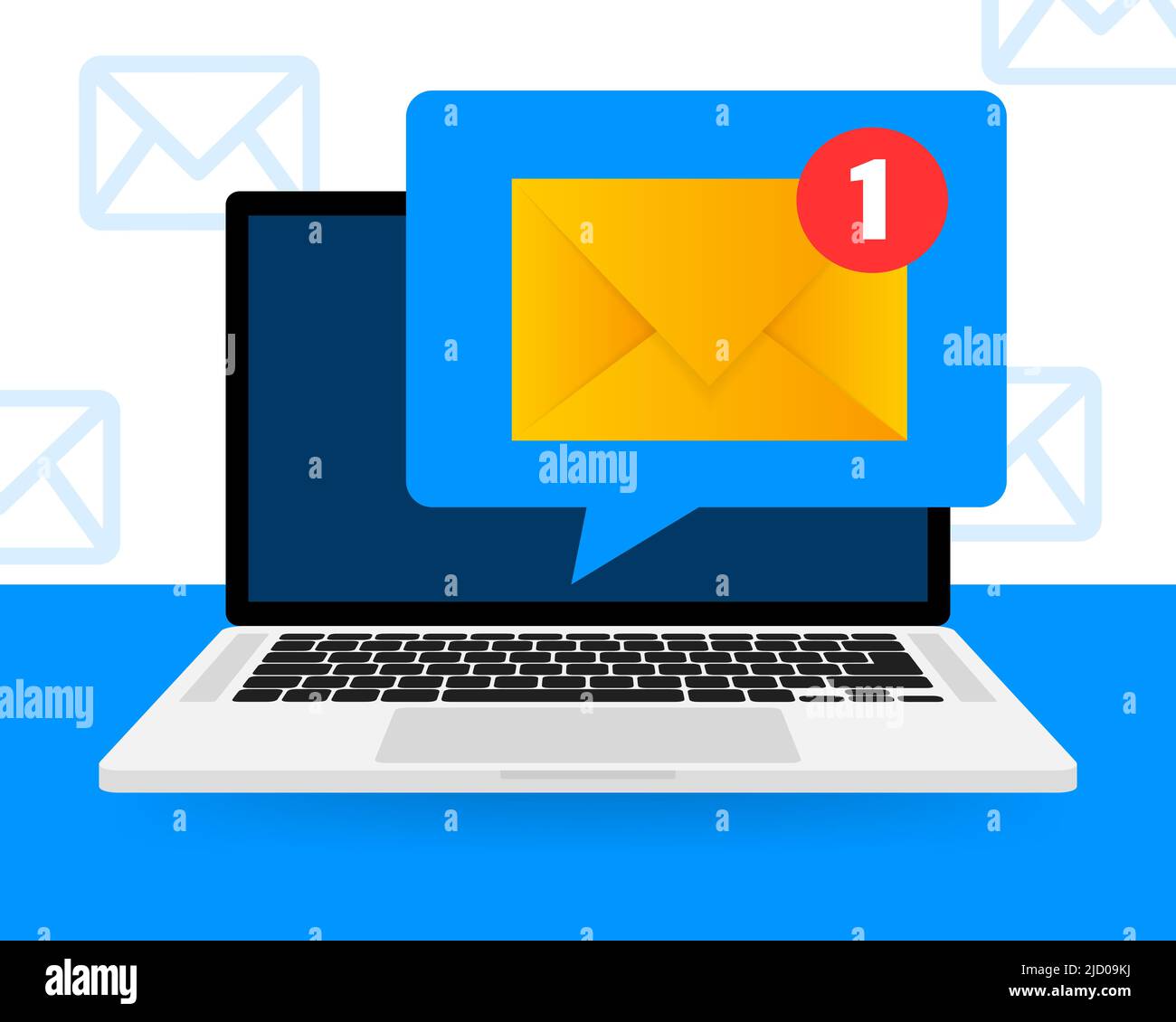 New message icon on screen of laptop. Smartphone, mobile, laptop. New ...