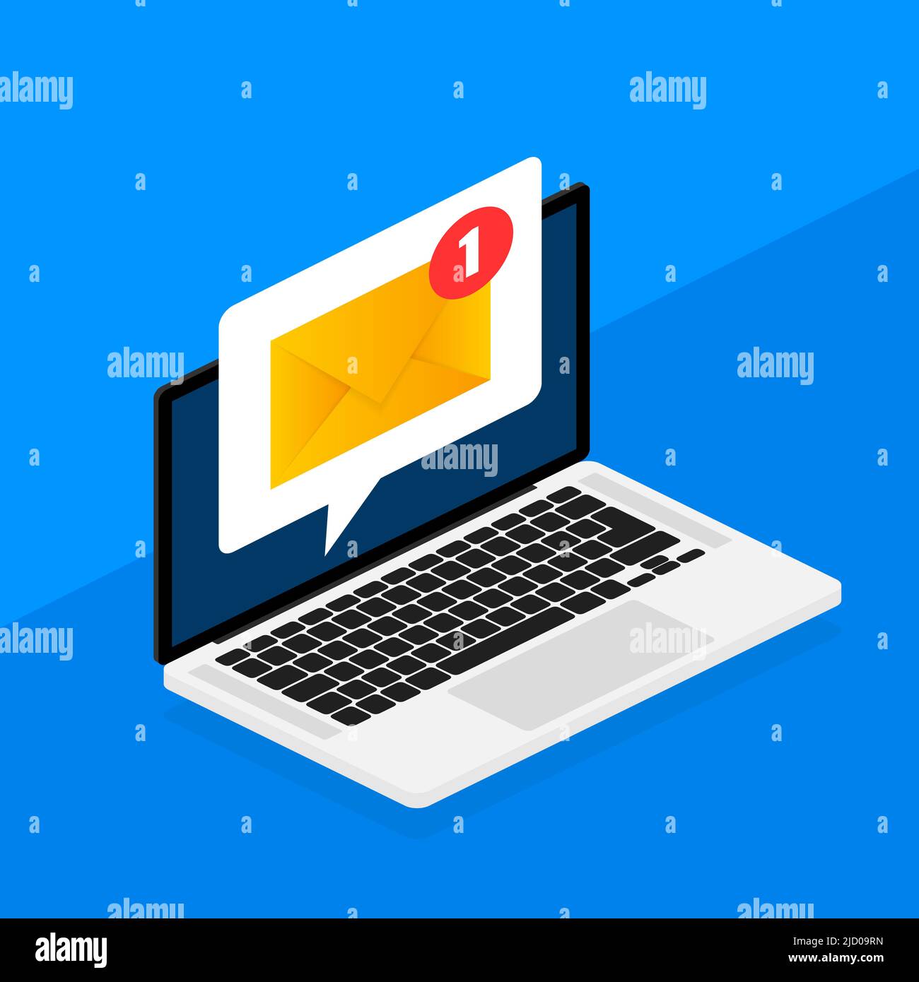 New message icon on screen of laptop. Smartphone, mobile, laptop. New ...