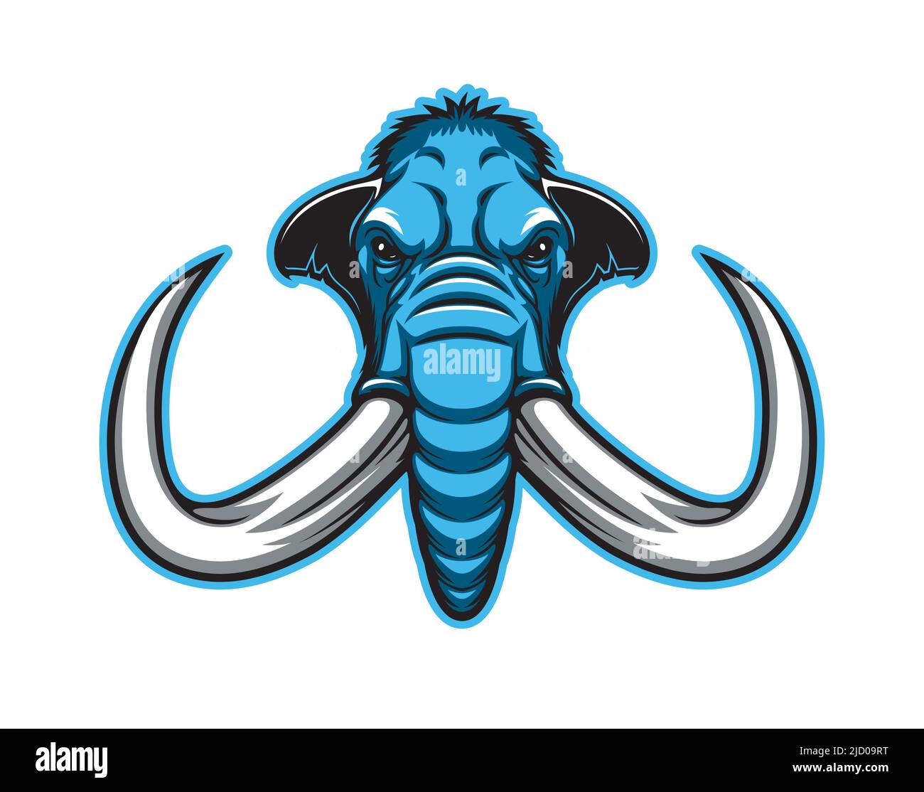 Mammoth elephant mascot, angry head of aggressive animal, vector badge ...