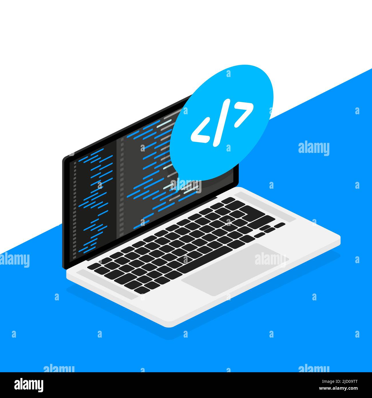 Cross-platform software. Coding laptop. Digital learning. Flat ...