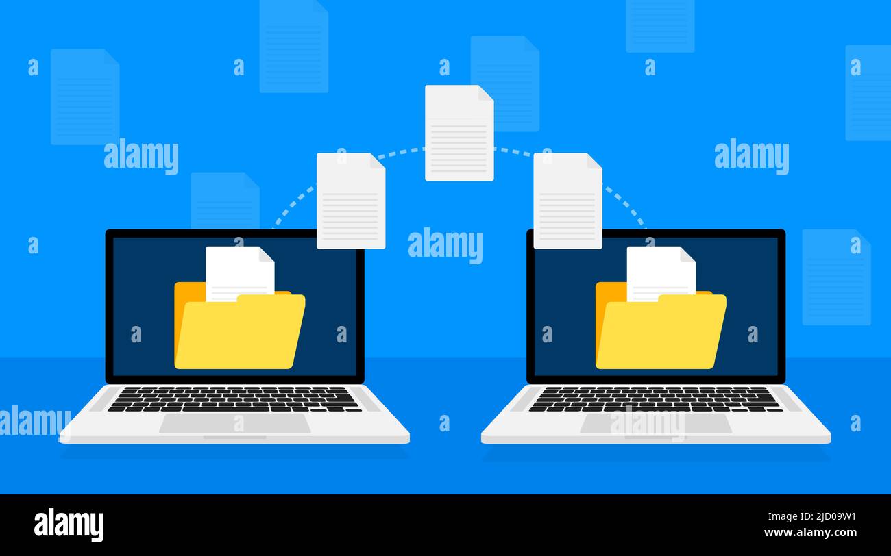 Modern flat icon with file transfer on white background. Document icon ...