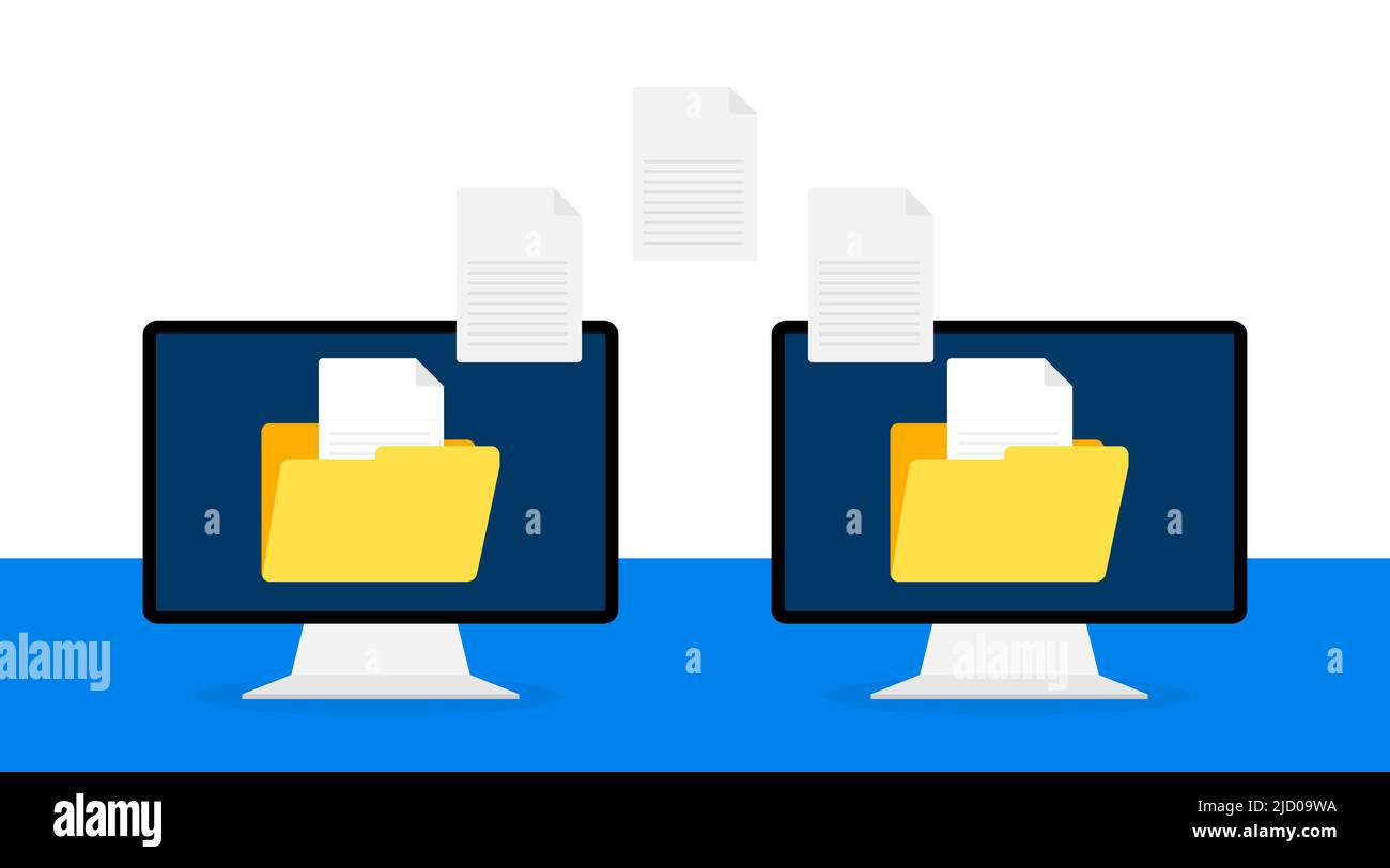 Modern flat icon with file transfer on white background. Document icon ...