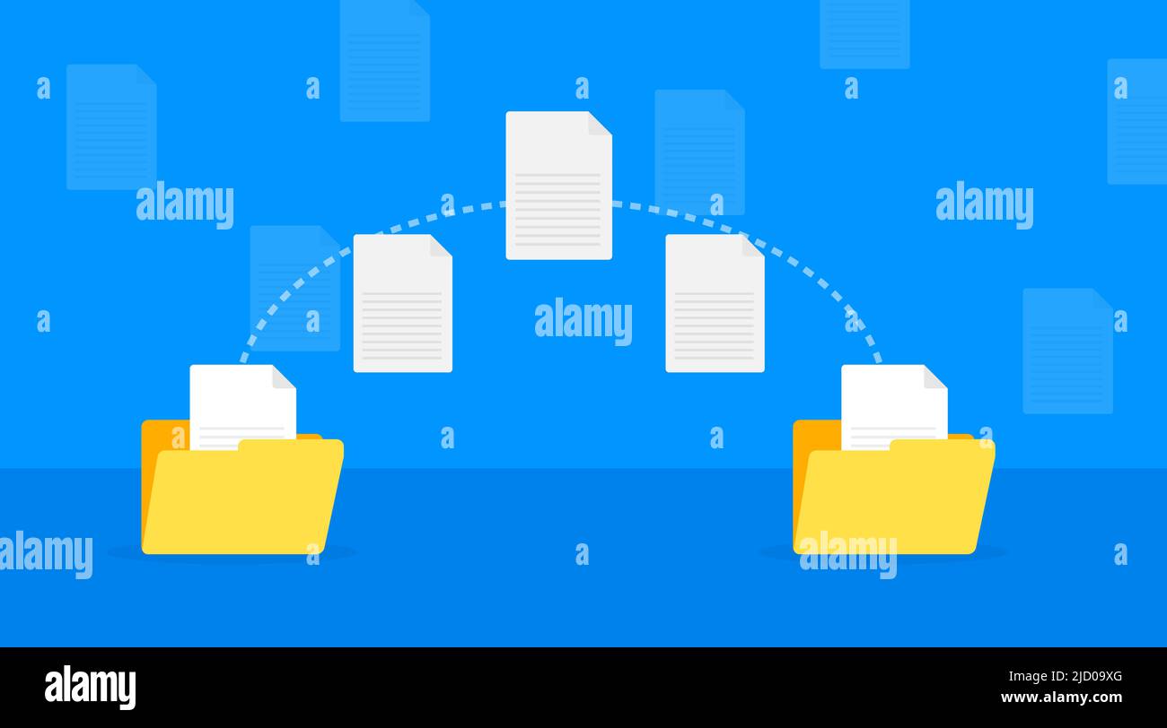 Modern flat icon with file transfer on white background. Document icon ...