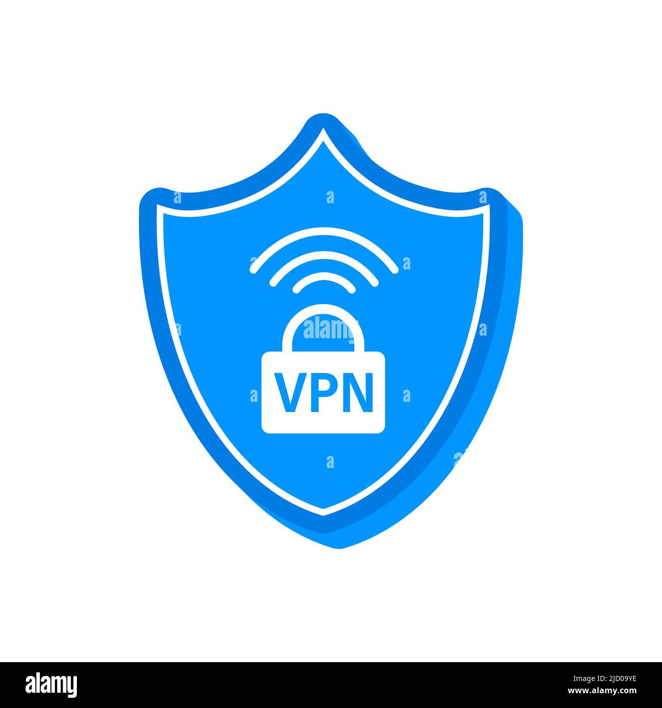 VPN flat blue secure label on white background. Vector illustration ...