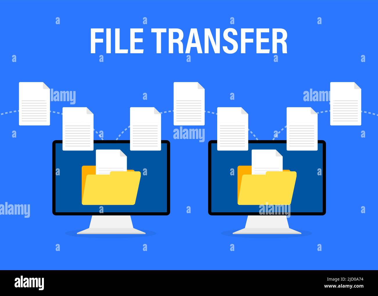 Modern flat icon with file transfer on white background. Document icon ...