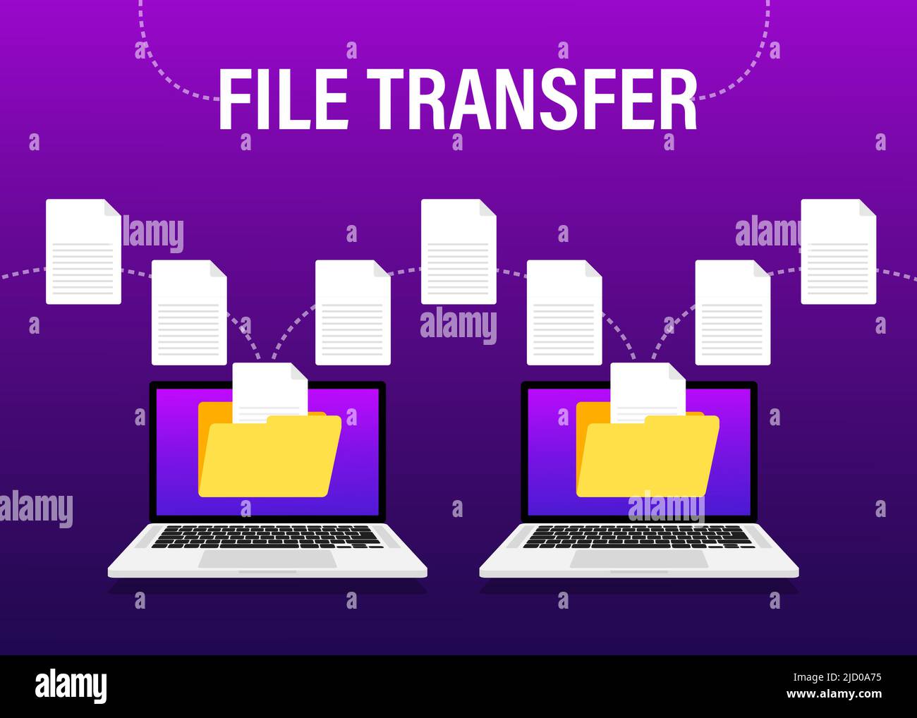 Modern flat icon with file transfer on white background. Document icon ...