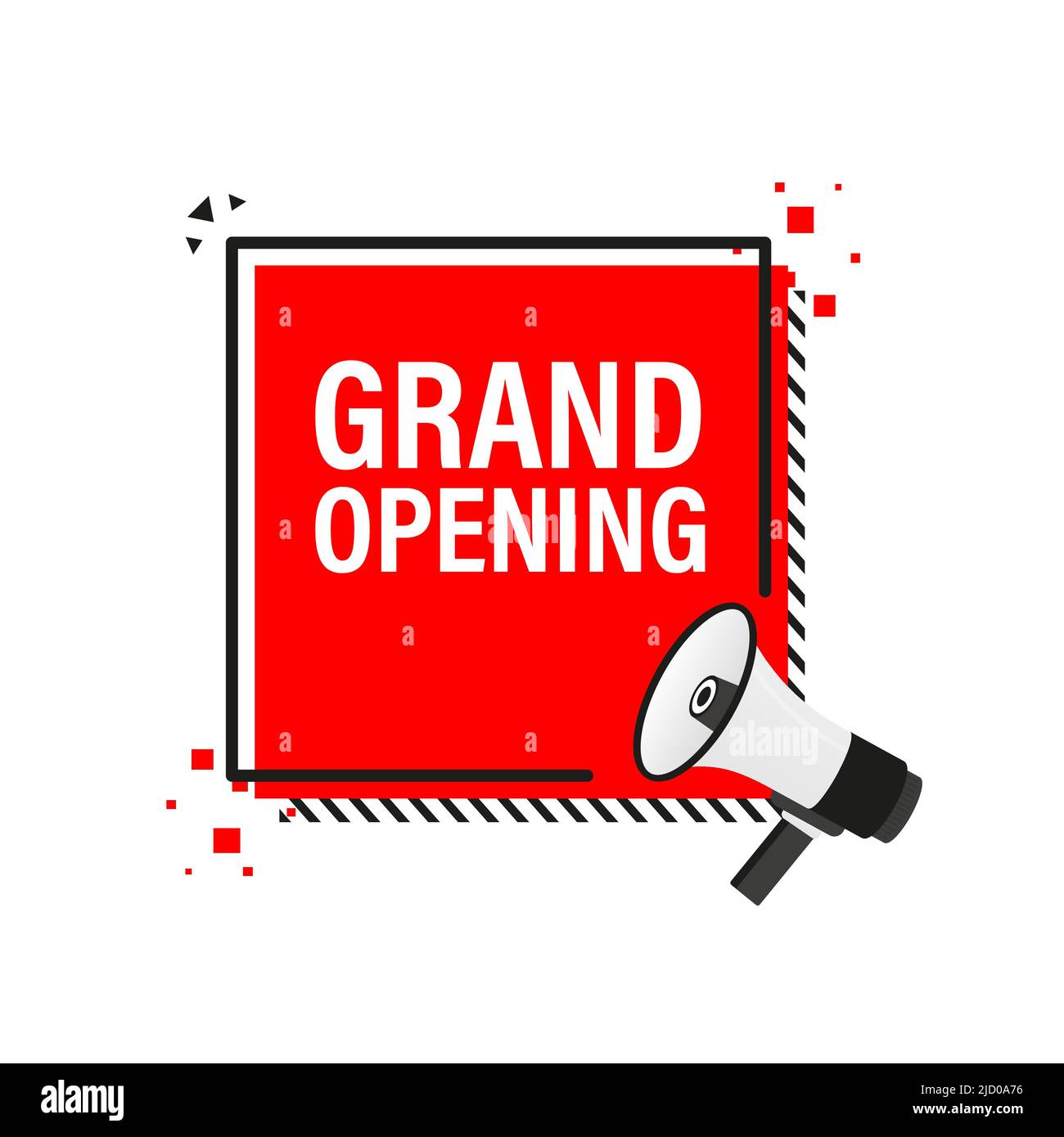 Grand opening red banner in 3D style on white background. Vector ...