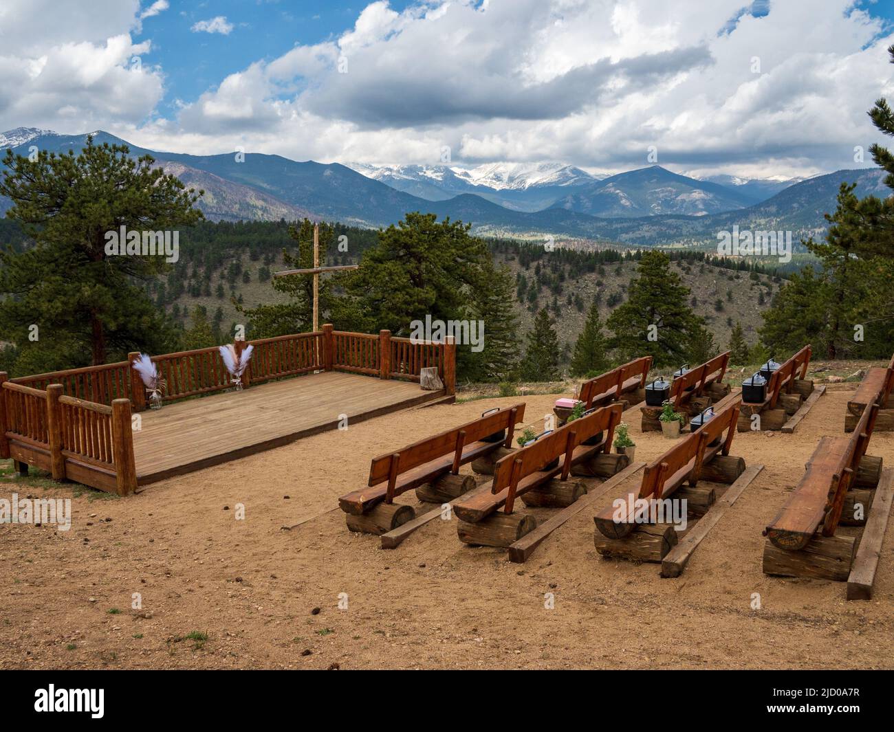 A beautiful scenic outdoor wedding venue sits high atop a ridge ...