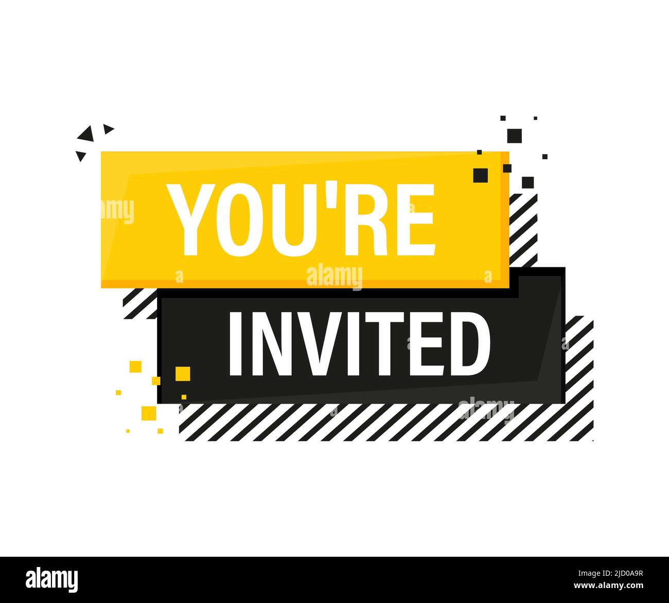 You are invited megaphone yellow banner in 3D style on white background ...