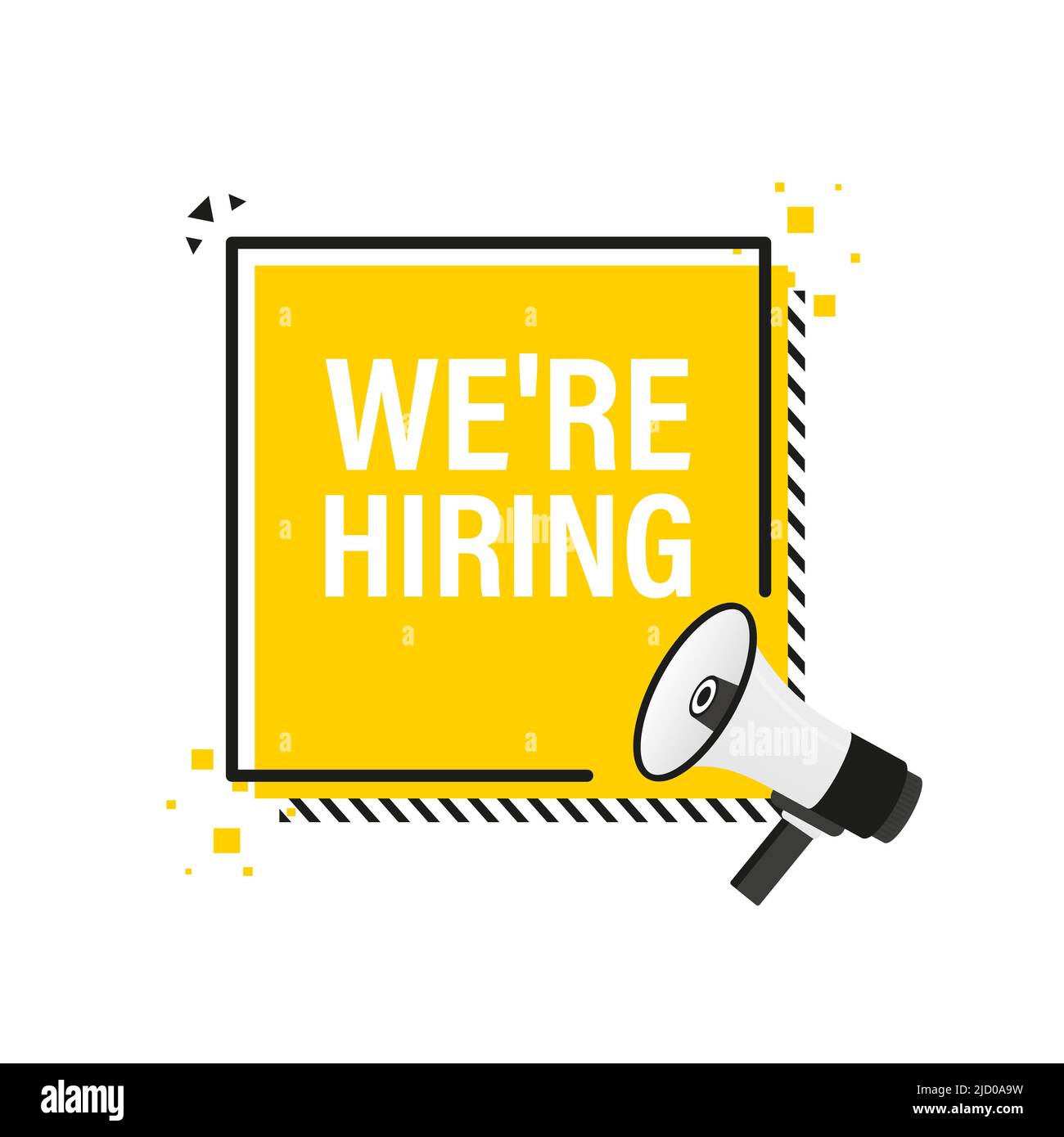 We are hiring megaphone yellow banner in 3D style on white background. Vector illustration Stock ...