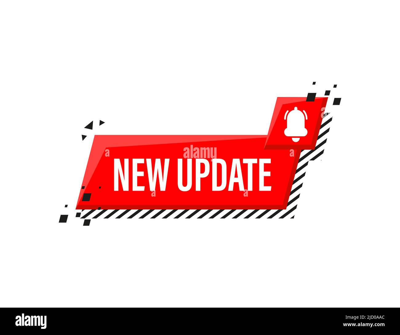 New update red label on white background. Red banner. Vector ...