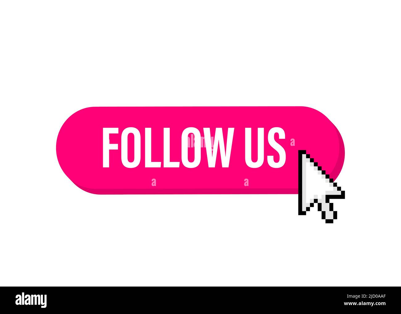 Follow us megaphone banner in 3D style on white background. Vector ...