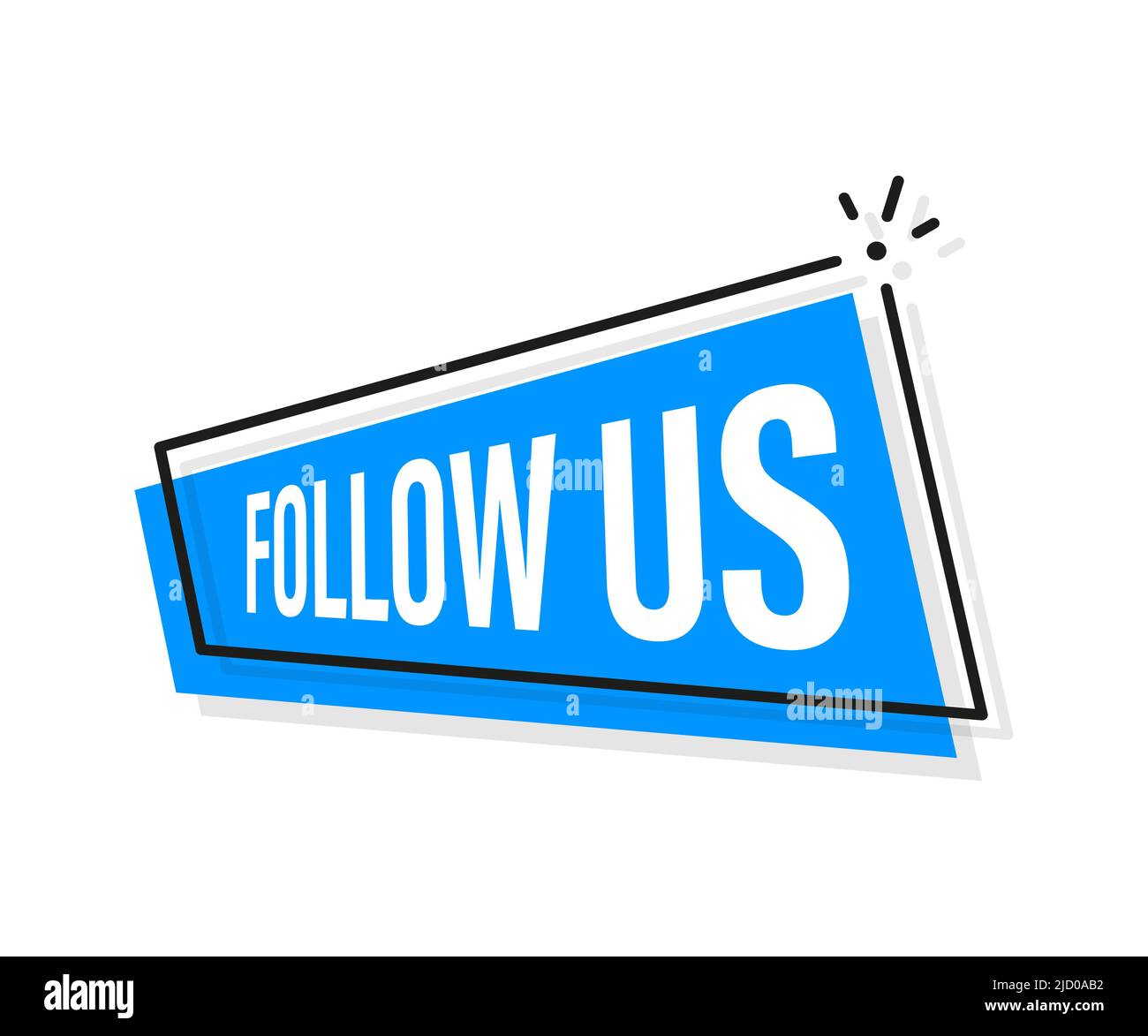 Follow us megaphone banner in 3D style on white background. Vector ...