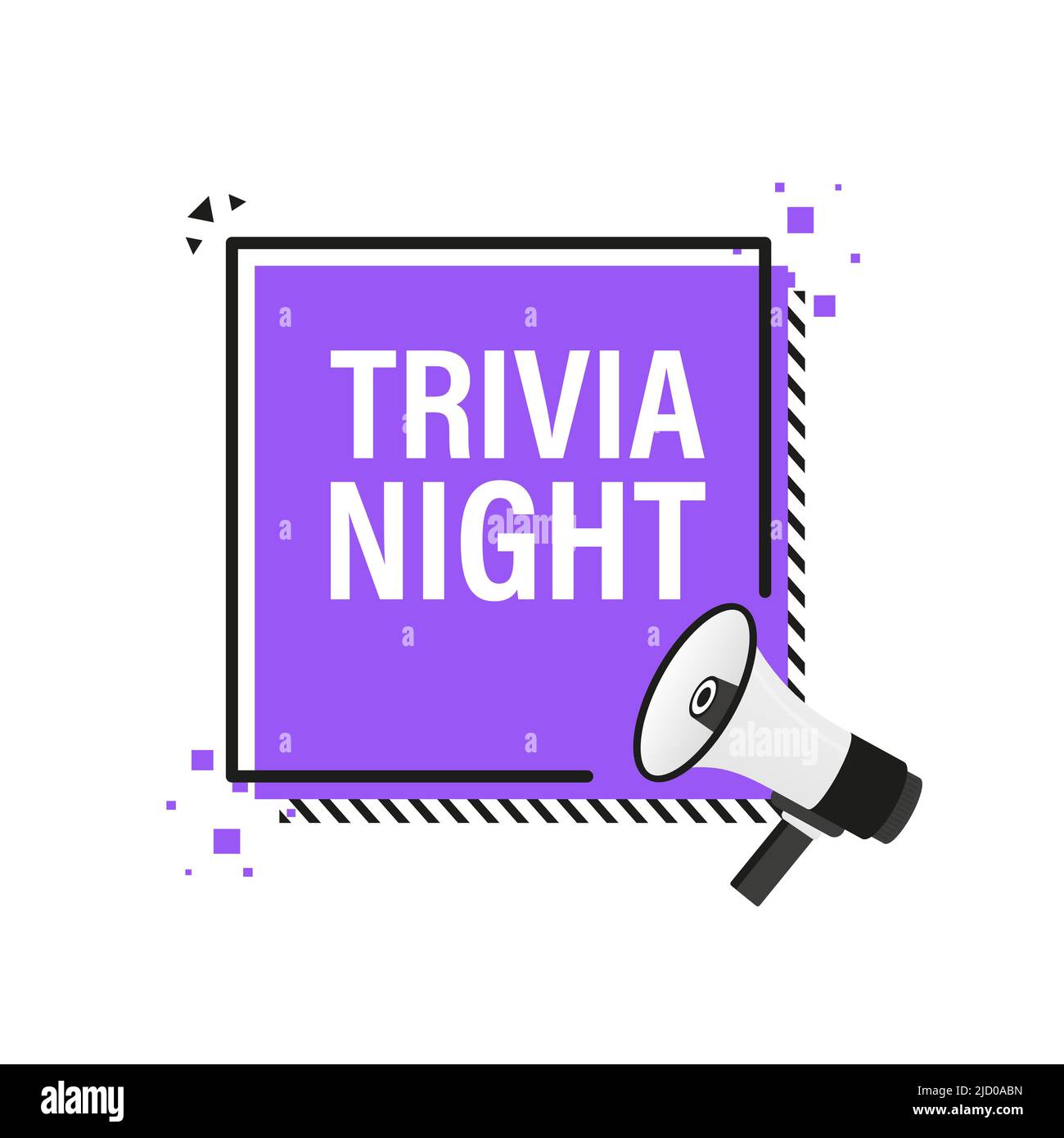 Trivia night megaphone banner in 3D style on white background. Vector ...