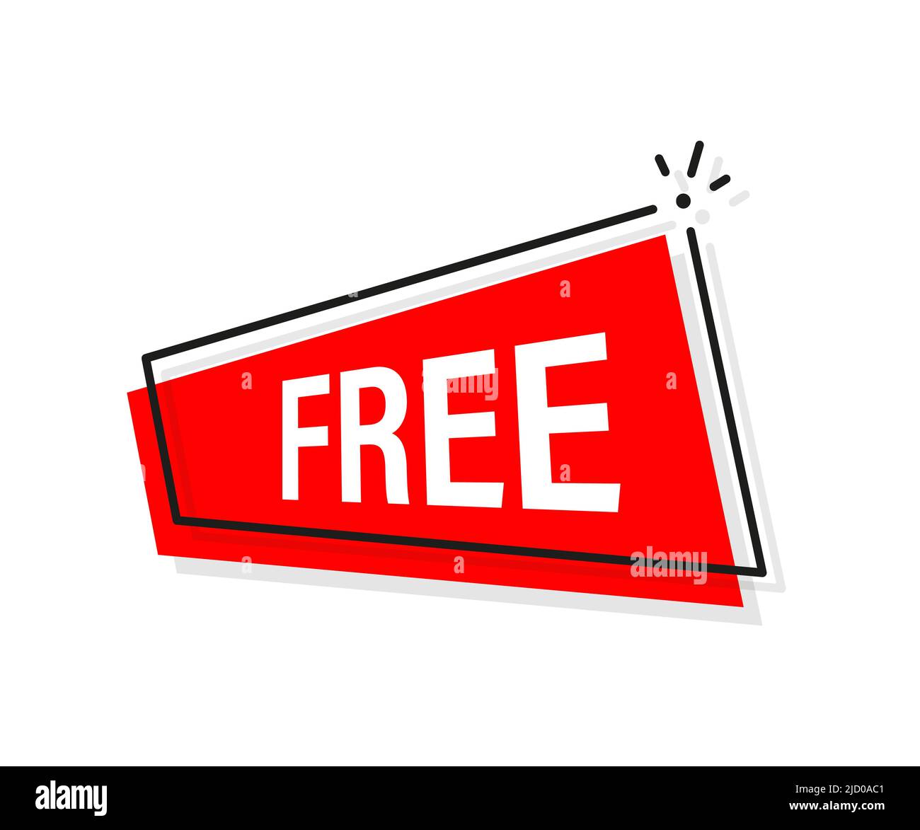 Flat icon with free banner. Typography poster. Buy offer sticker ...