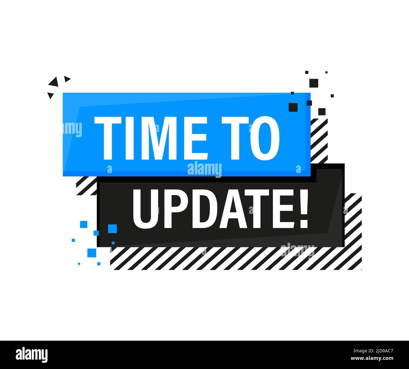 Time to update blue label on white background. Blue banner. Vector ...