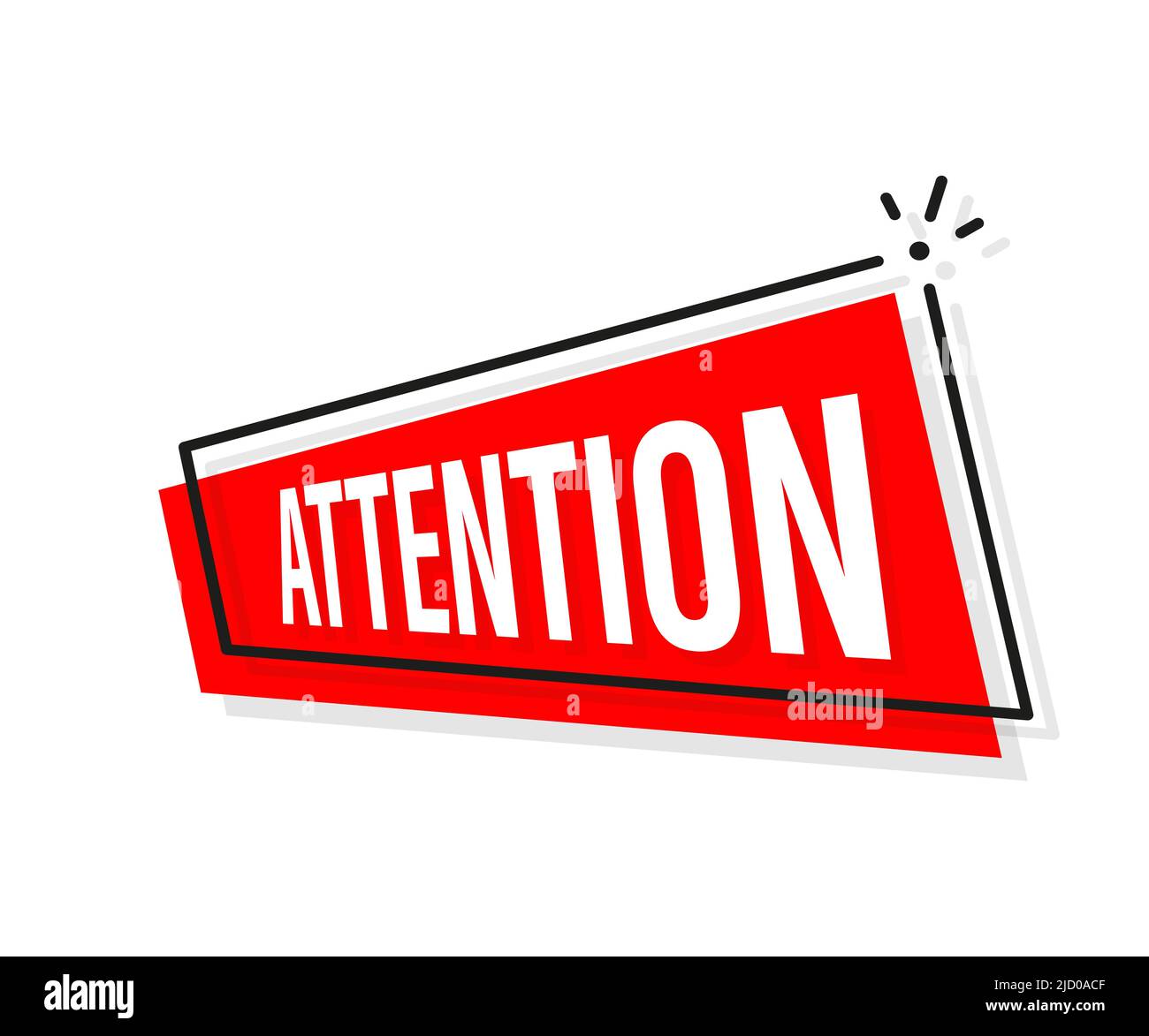 White background, isolated. Warning attention sign. Important ...