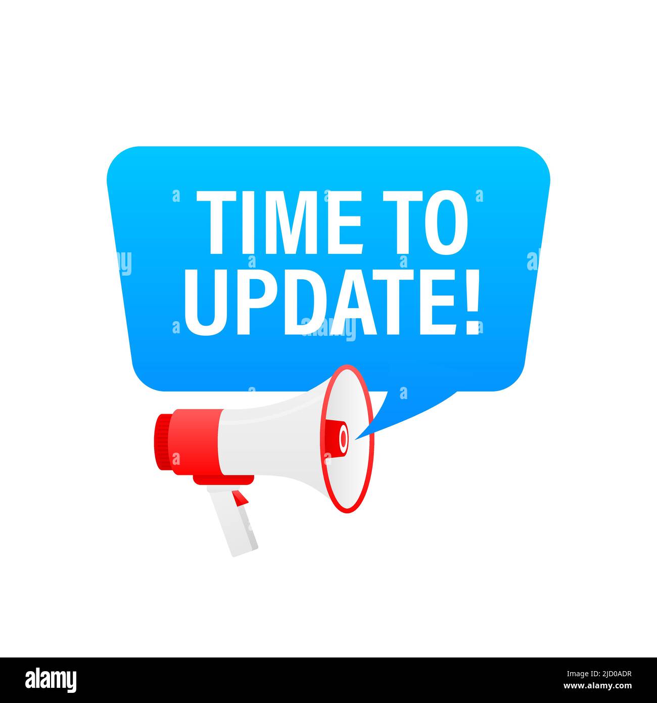 Time to update blue label on white background. Blue banner. Vector ...