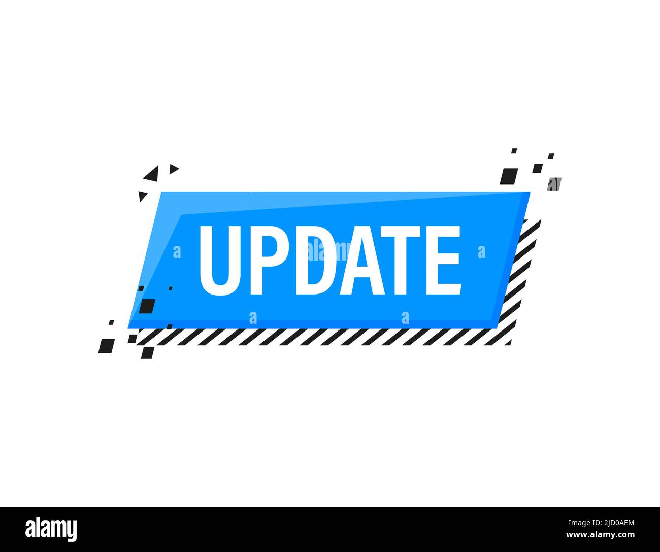 Update blue label on white background. Blue banner. Vector illustration ...