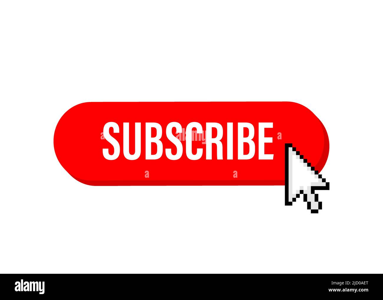 Red rounded subscribe button on white background. Vector illustration ...