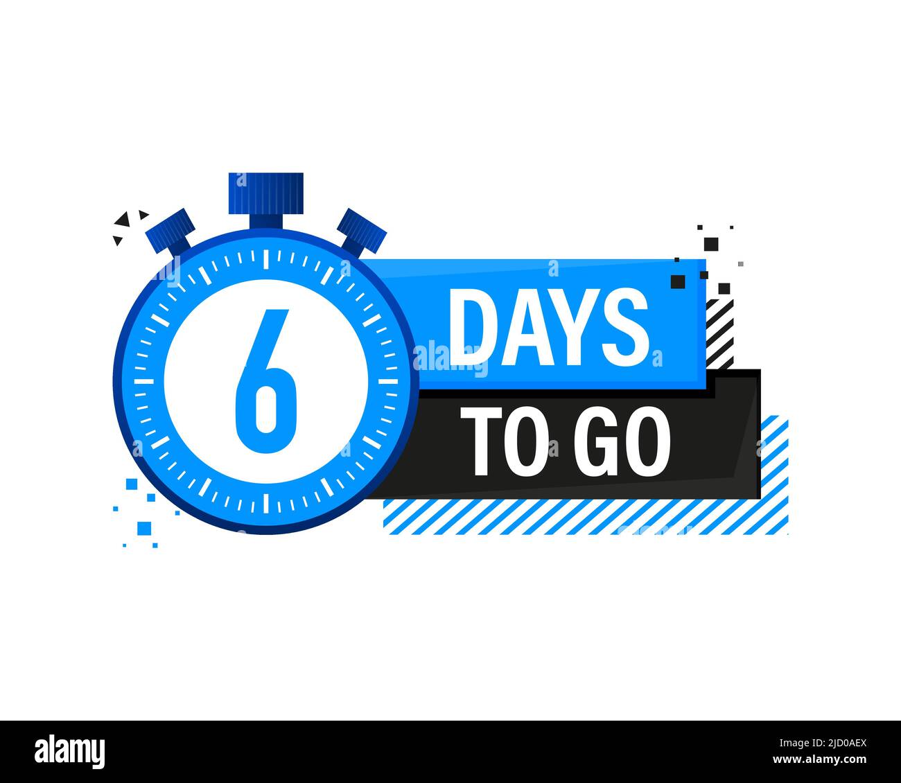 Six Days To Go Timer Label, blue emblem banner. Vector illustration ...