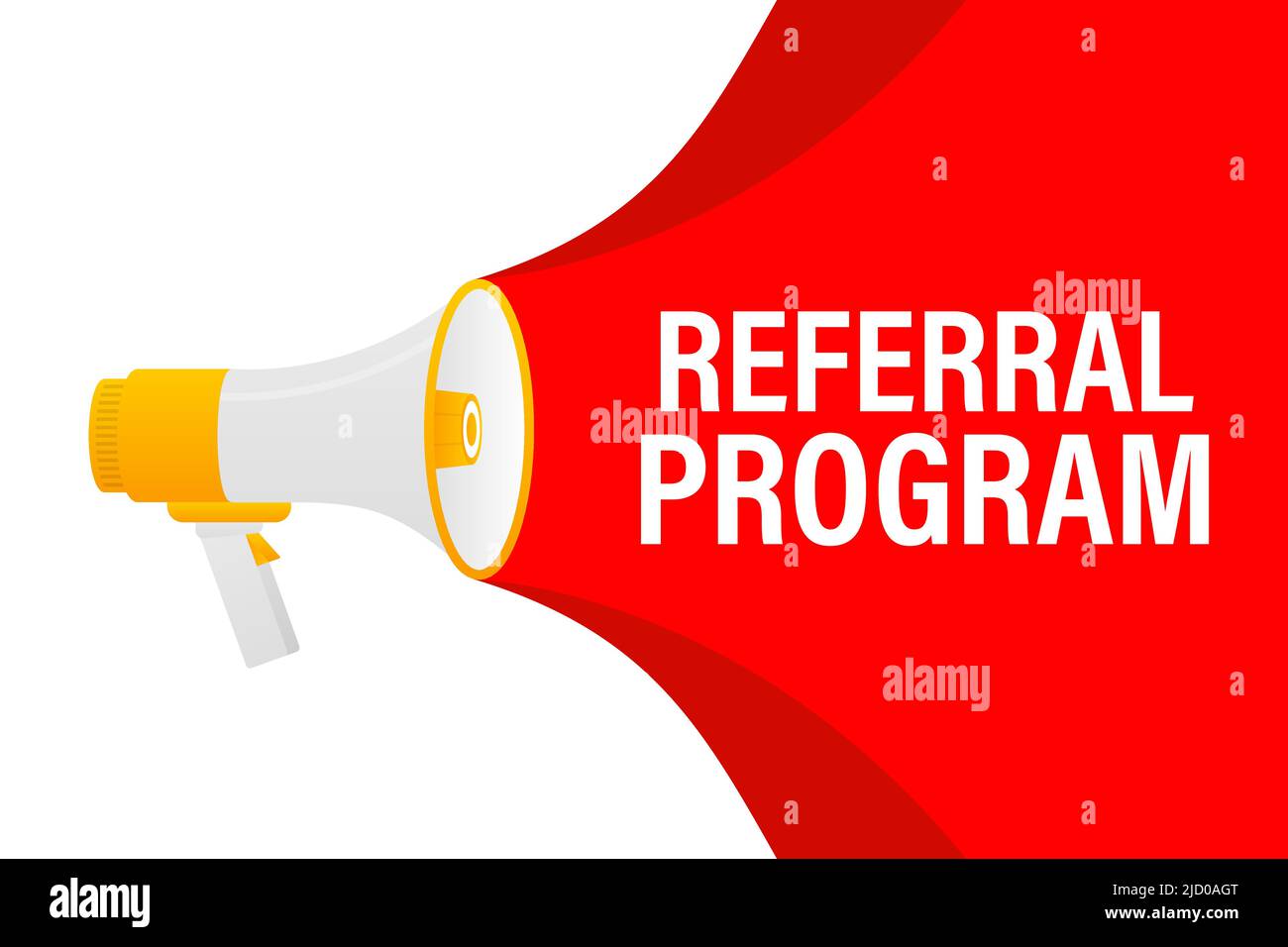 Referral program megaphone red banner in 3D style on white background ...