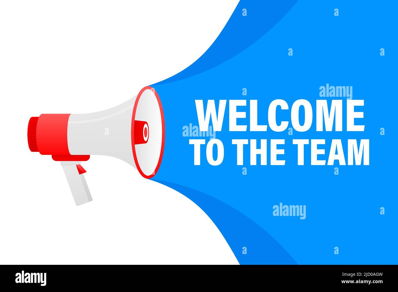 Welcome to the team megaphone blue banner in 3D style on white background. Vector illustration ...