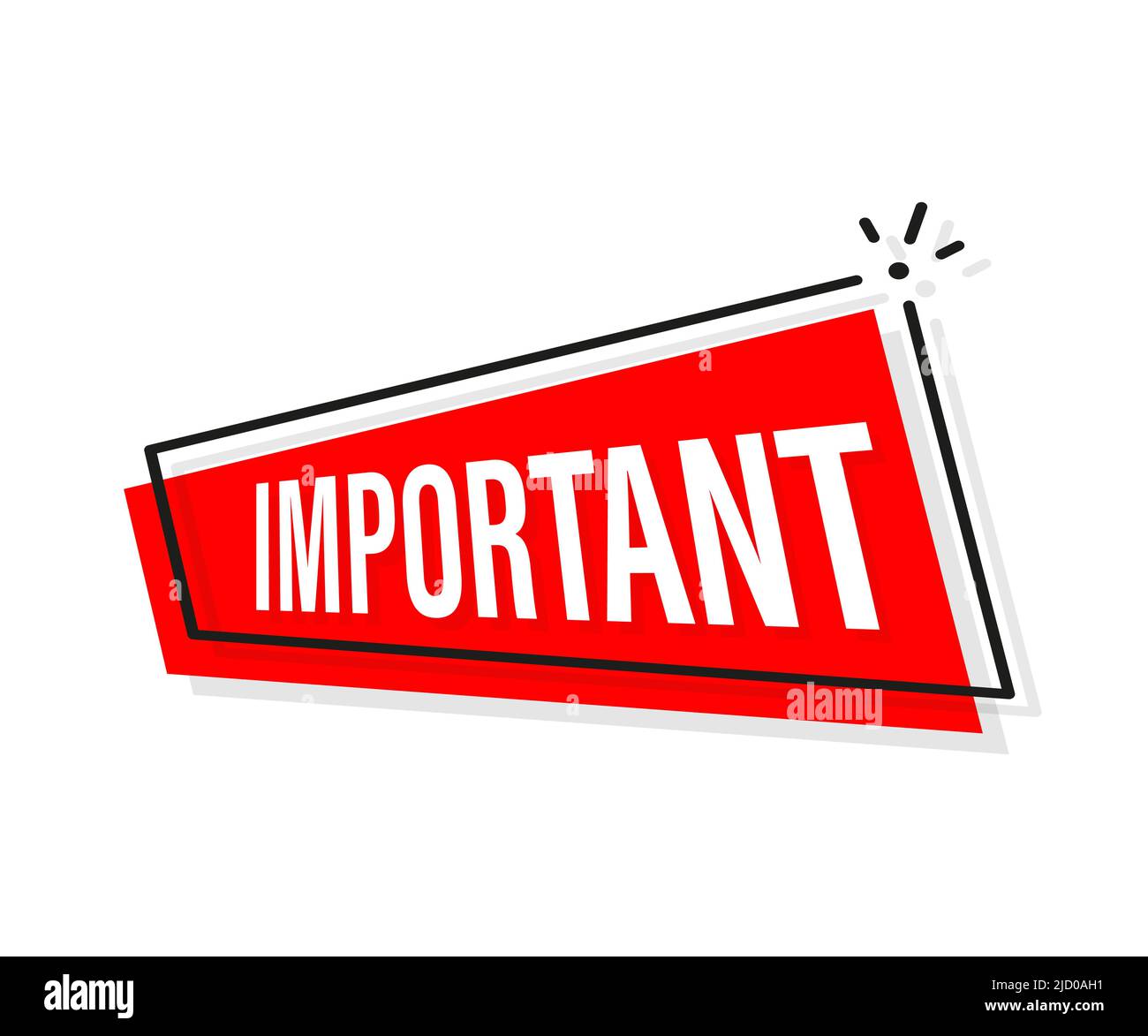 Important red banner in 3D style on white background. Vector ...